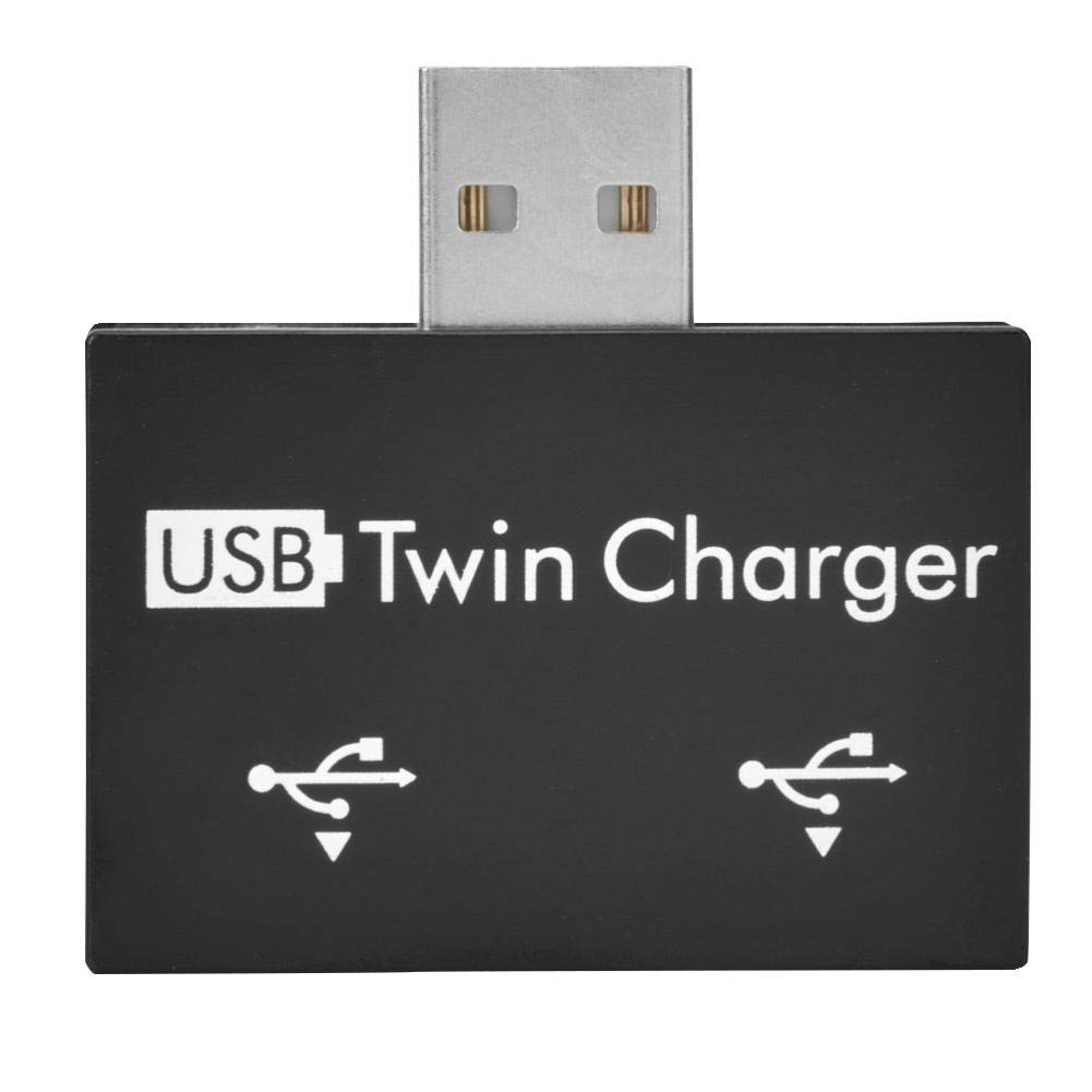 Mini Hub USB2.0 Male to 2-Port USB Twin Charger Splitter Adapter Converter Kit for Mobile Phone/Laptop (Black)