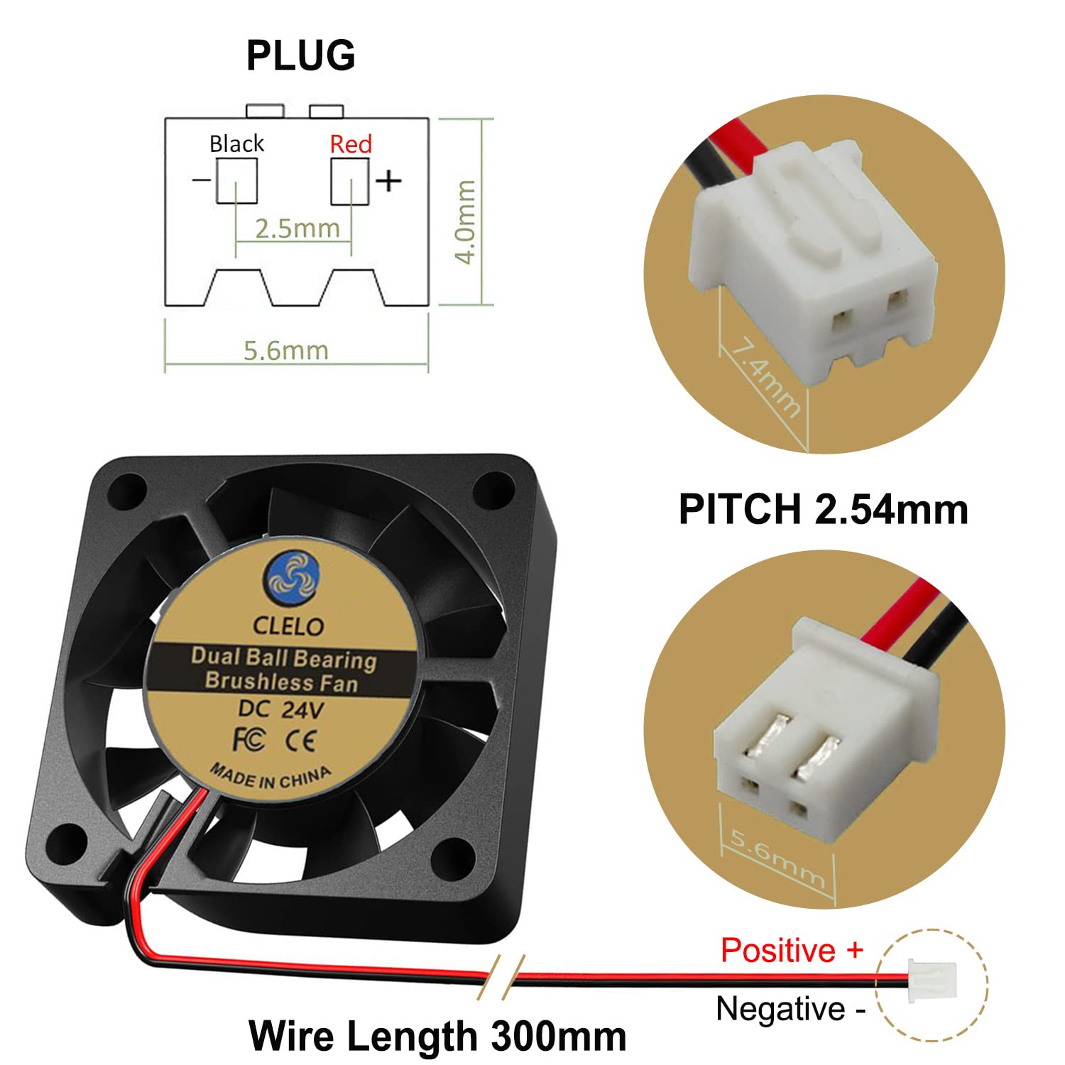 4 Pack 4010 Fan 40mm 24V Dual Ball Bearing Brushless Quiet Cooling Fans for 3D Printer Ender 3 Pro (40mmx40x10mm,2PIN)