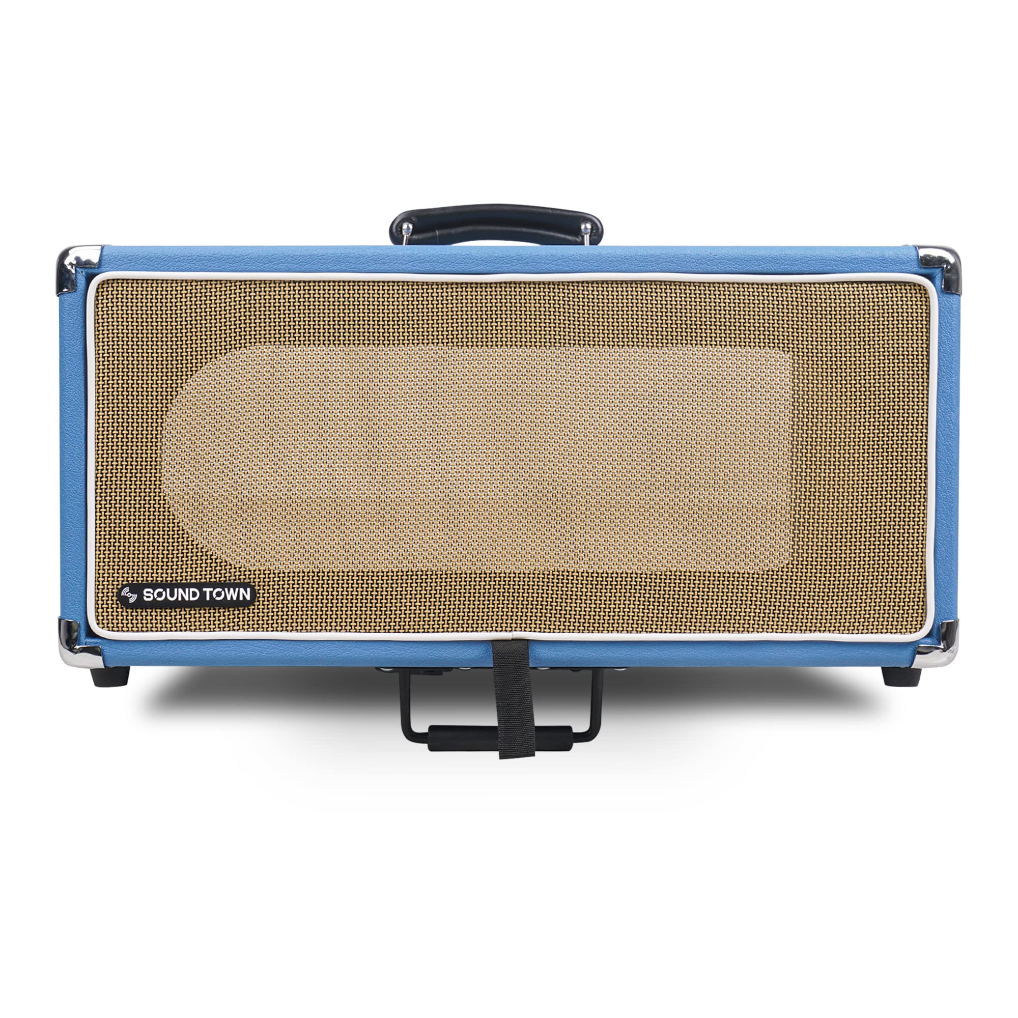 Sound Town Vintage 4U Amp Rack Case, 12.5" Depth with Rubber Feet, Dust Cover, Kickstand, Beau Blue (STVRC-4BL)