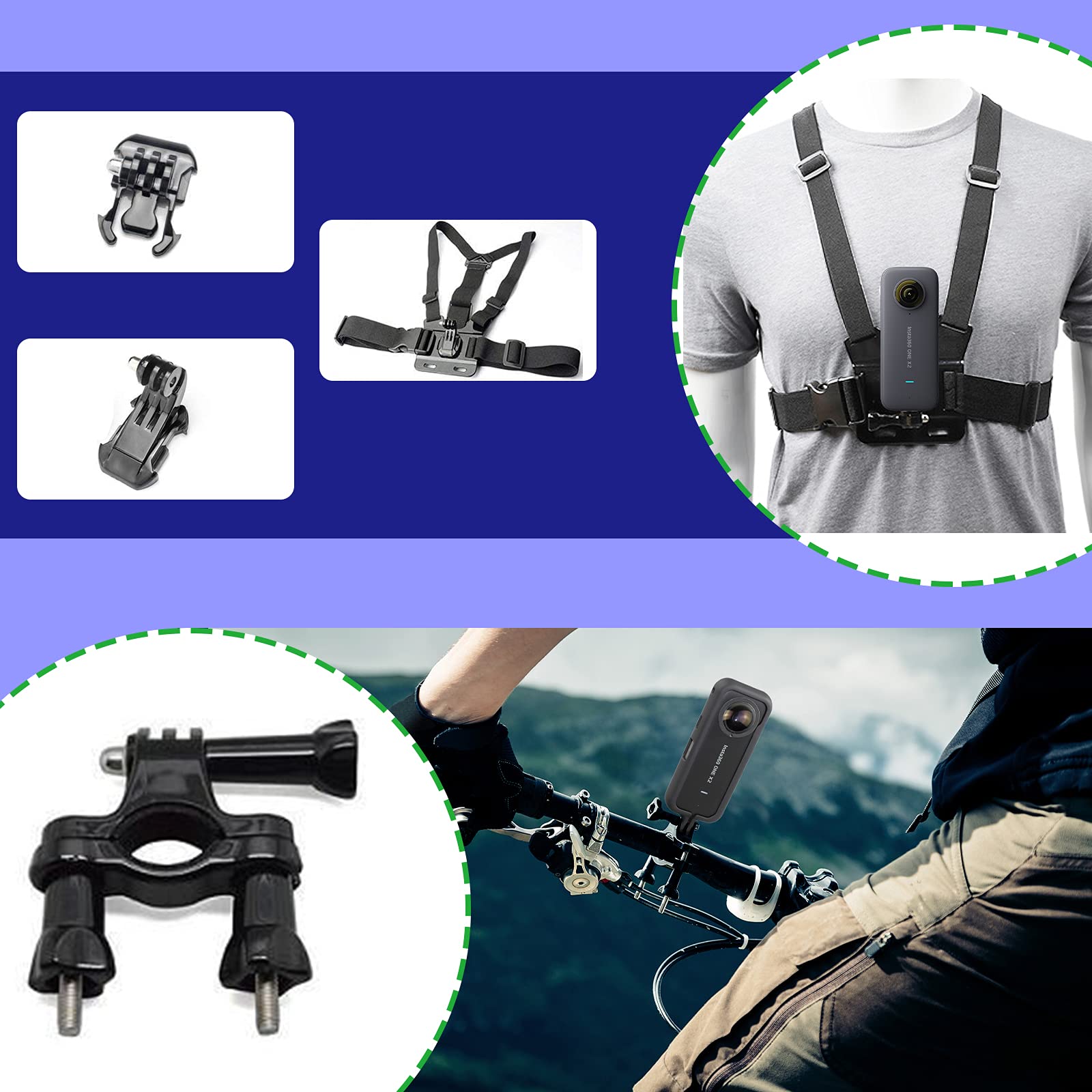 44 in 1 Action Camera Accessory Combo Kit -Compatible with Insta360 One X3,X2,One R, X,for Gopro Here 10,11