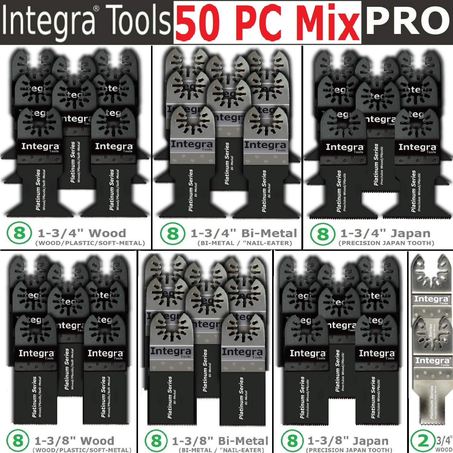 50 Pieces Pro Grade Universal Blade for Fein Dremel,bosch Oscillating Multi Tool Features Bi-metal Wood Japan Tooth Fits