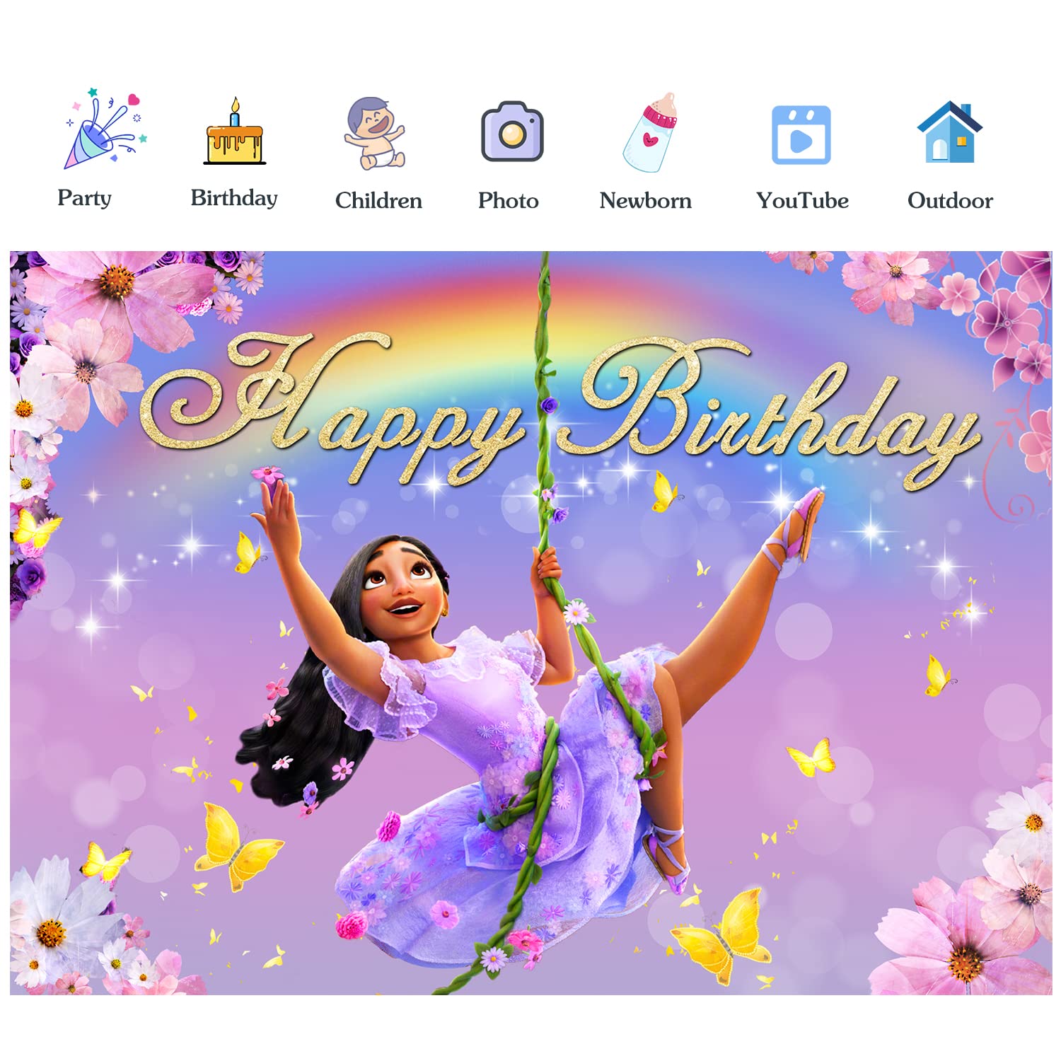 7x5 ft Isabella Encanto Backdrop Party Decorations Birthday Supplies Banner