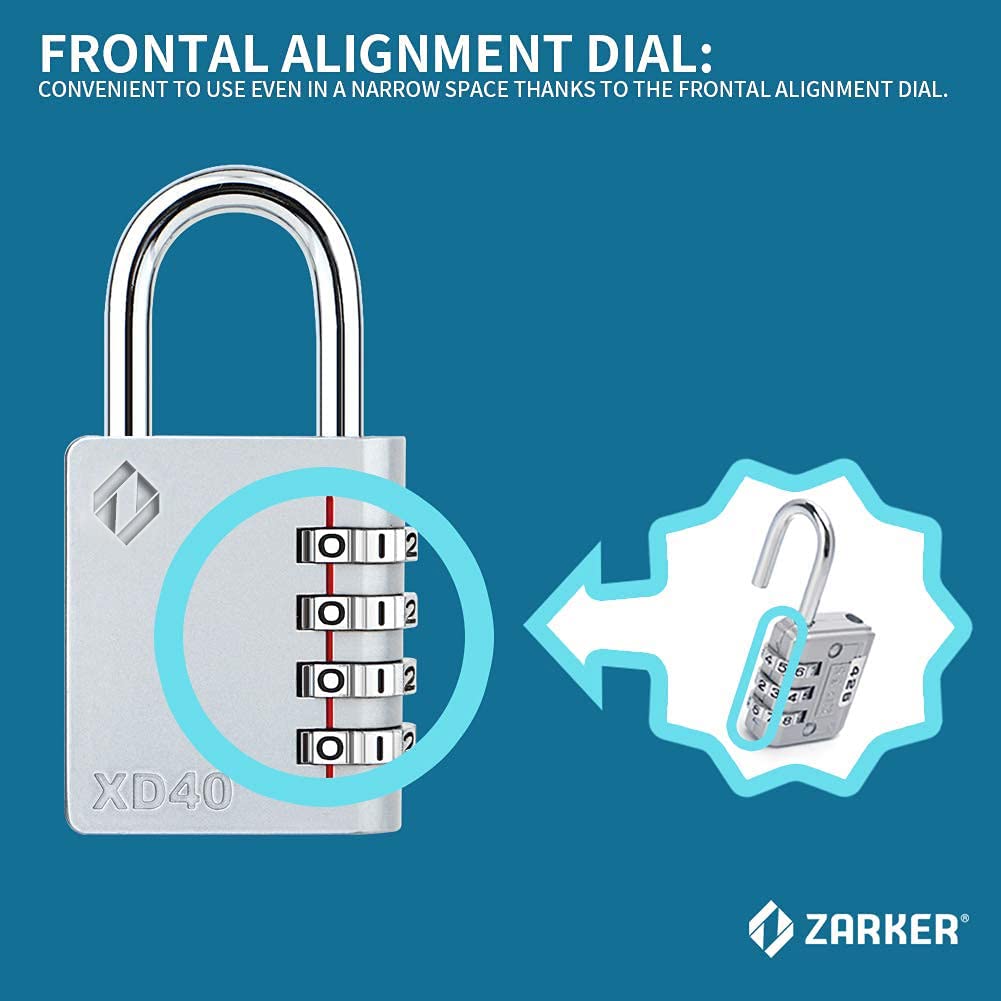 Zarker XD40 Combination Lock, 4 Digit Padlock for School Gym Sports Locker, Fence, Toolbox, Case, Hasp Storage (1-Pack, Emerald)