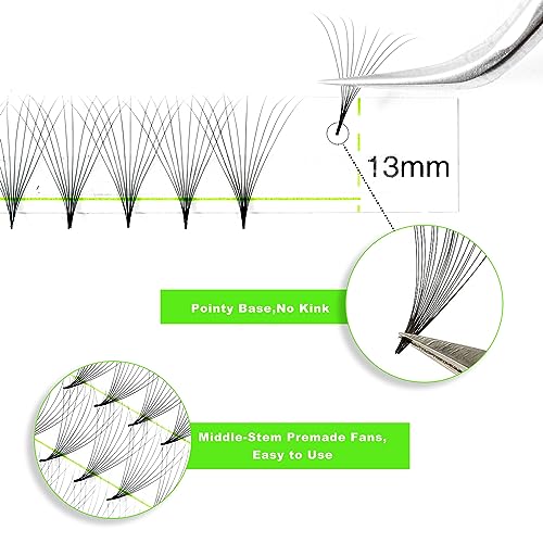 500 Premade Fans Eyelash Extensions 8-15mm Mixed Length Promade Lash Fans C/D Curl Premade Fans Pointed Thin Base Handmade Volume Premade Lash Extensions Fans(10D,0.07-D-8-15MM)