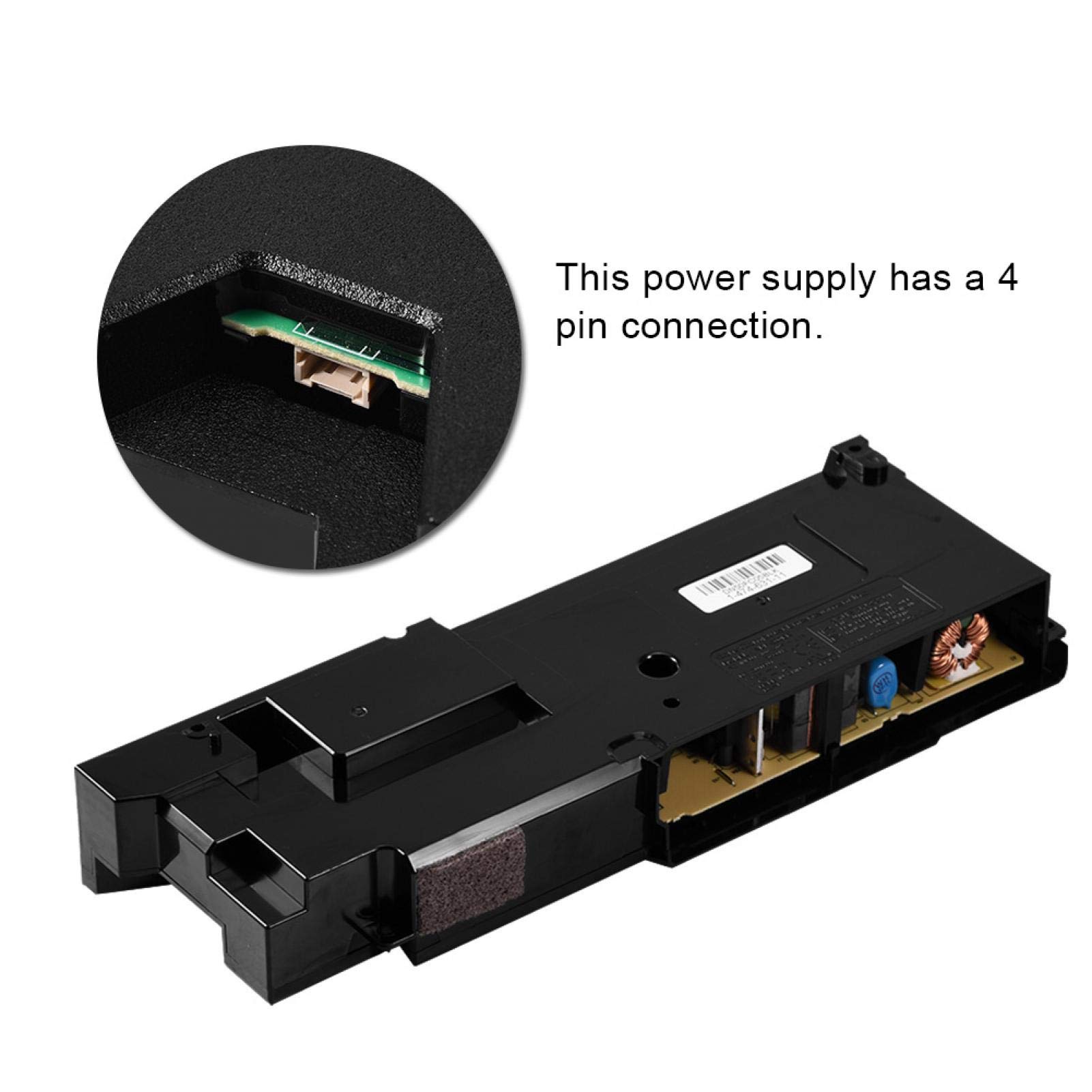 YYOYY Power Supply ADP-200ER, Replacement Power Source Unit, 4 Pin Connection, for Sony Playstation PS4 CUH-1215A CUH-12XX Serie, Power Supply Adapter, Easy to Install