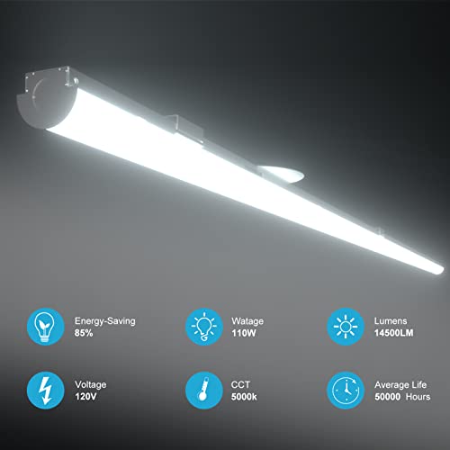 Lightdot Compact 8FT LED Shop Light, Suspend/Flush Mount Comercial Lighting, 110W [Eqv. to 440W HPS/WH] 5000K Daylight Shop Lights Fixtures for Workshop, Energy-Saving up to 4015W/5Y(5hrs/Day) 4Pack