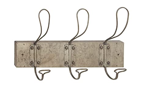 Deco 79 Wall Hook, 18" L x 4" W x 11" H, Grey
