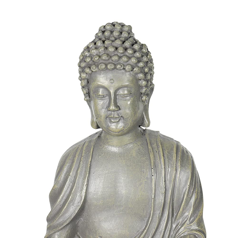 BBabe 11.4inches Sitting Buddha Fountain, Led Indoor Waterfall Fountain Fengshui Meditation Relaxing Decor for Home Office
