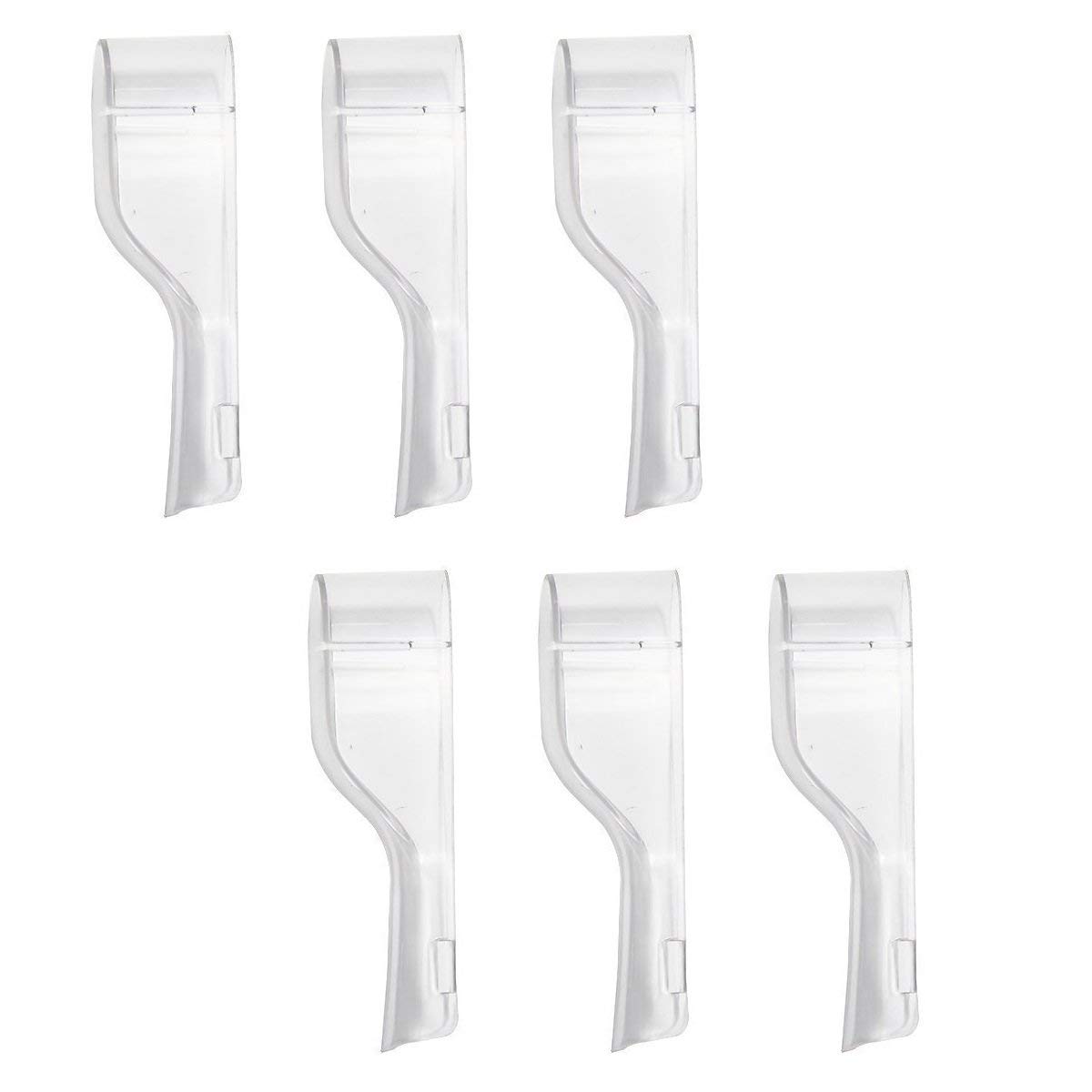 Travel Electric Toothbrush Heads Cover Plastic Protective Cap Case Compatible with Oral-B Long Dual-Heads Replacement Tooth Brush Heads(6 Pack) Clear