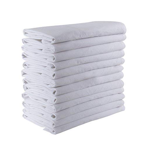 DG Collections Flour Sack Dish Towels, 100% Cotton, Set of 12 (27x27 Inches), Multi-Purpose Vintage Kitchen Towels, Very Soft,Highly Absorbent, Lint Free, Pre-Washed Tea Towels for Embroidery- White
