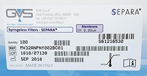 GVS Filter Technology, Separa Syringeless Filter Vial, NY Membrane, 0.2µm, 100/pk