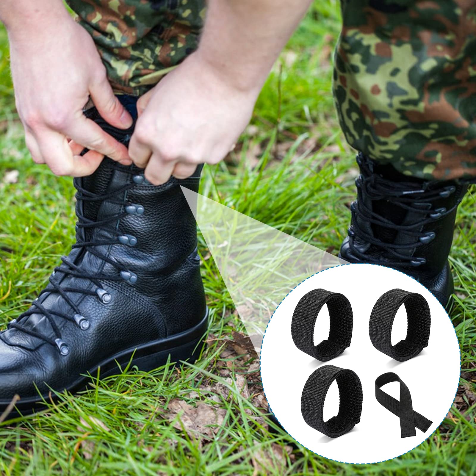 4Pcs Black Boot Blousers Elastic Military Polyester Elastic Boot Bands Military Blousing Straps Ankle Hook and Loop for Men Women Hunting Gardening Hiking Cycling Fishing