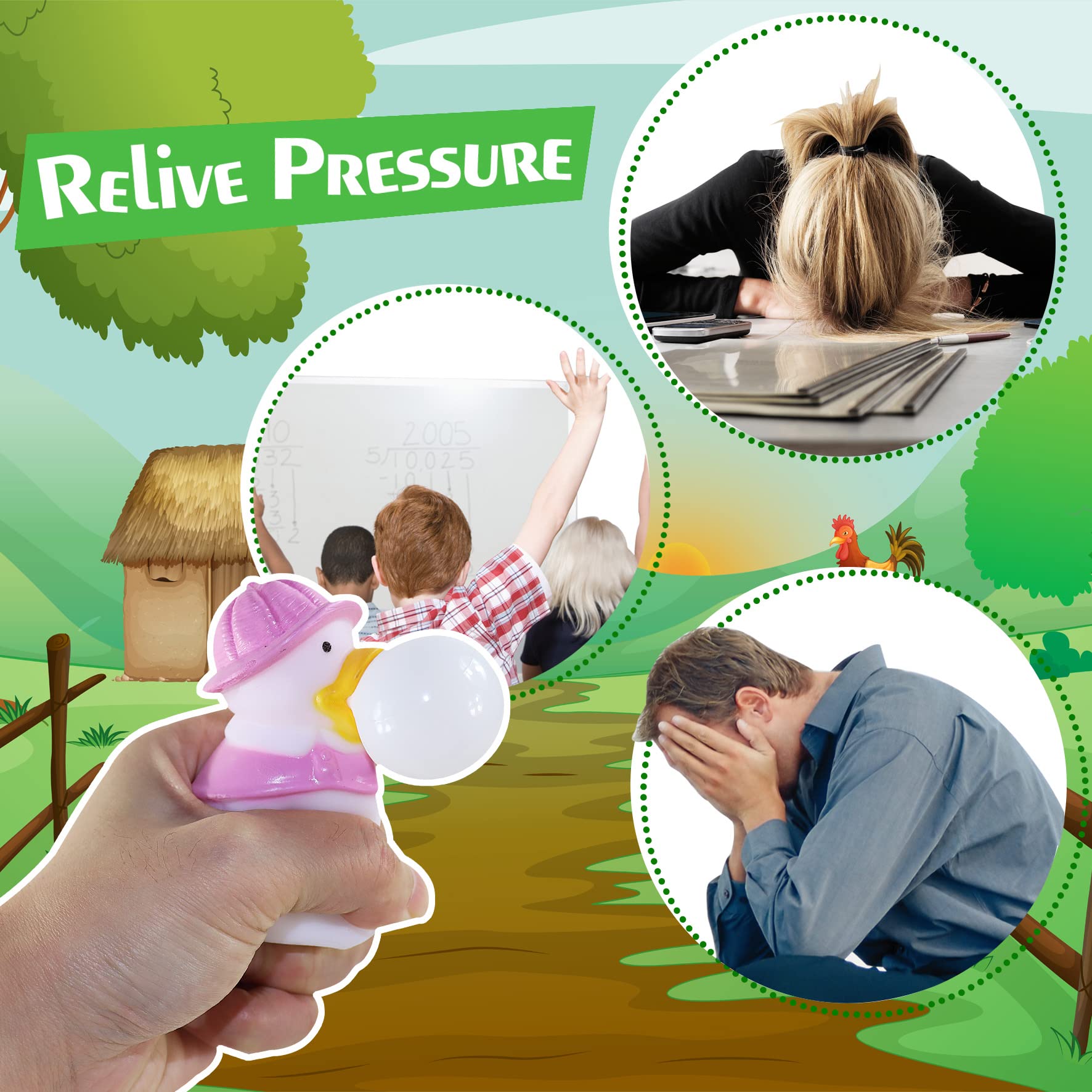 LAKIGATE Fidget Toys,Cute Duck Squishy Toys,3 Pack,Fidgets for Kids and Adults,Squishies for Autism, ADHD and Quitting Bad Habits,Non-Toxic