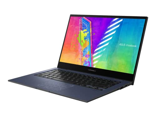 ASUS VivoBook Go 14 Flip 2-in-1 Touch Laptop - 2022 Model: Thin, Light, and Versatile with Intel Celeron Processor, 4GB RAM, 64GB eMMC, Intel HD Graphics, HD Webcam, Quiet Blue, Windows 11 S, and Bonus 128GB USB Card.