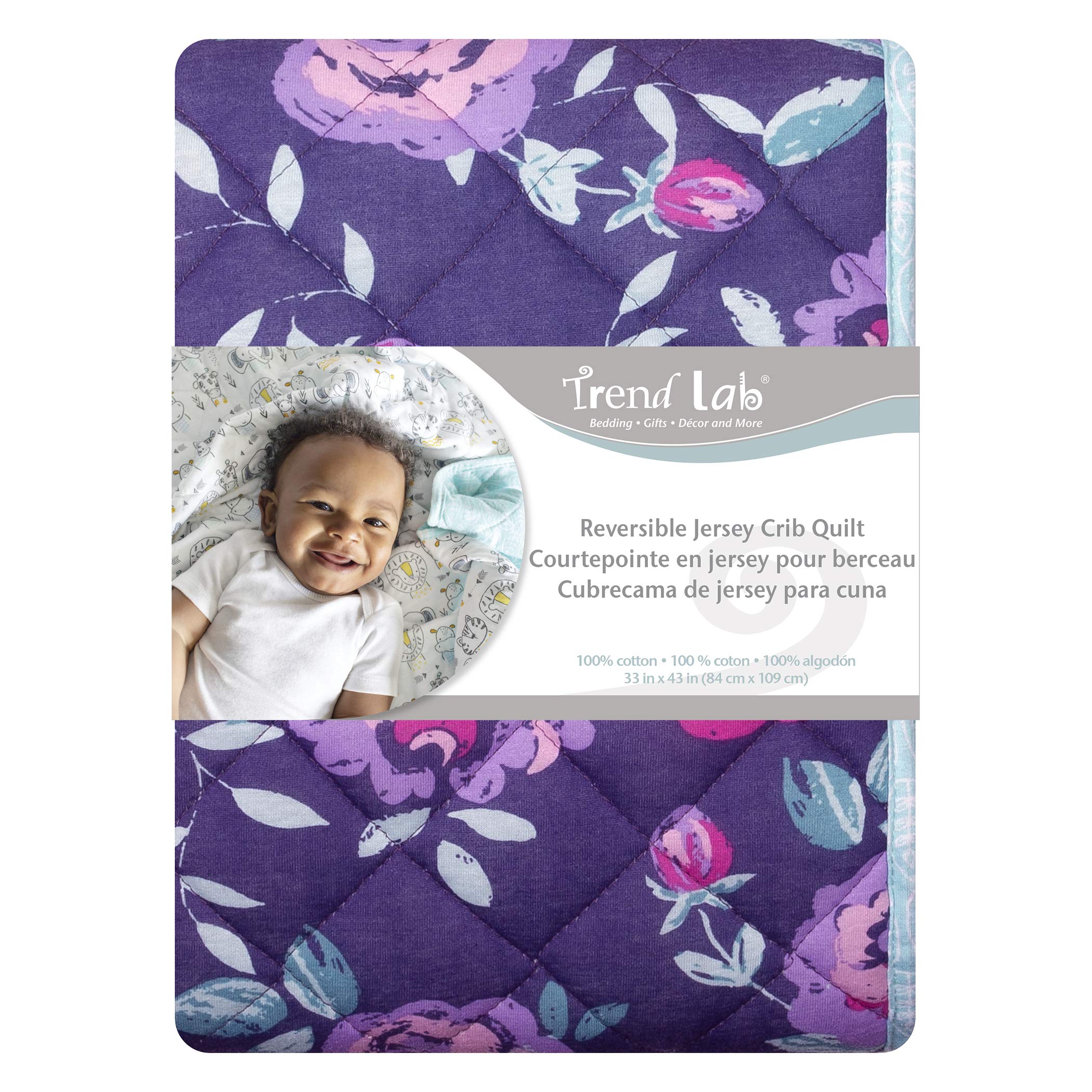 Trend Lab Quilted Jersey Baby Blanket, Flora