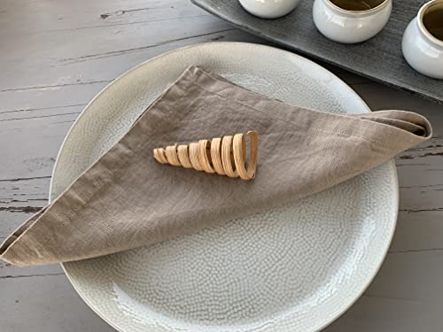 Linen Napkins β100% French Flax β Stonewashed Pure Linen Cloth Napkins - Size 18 Inch x 18 Inch β Set of 4 (Natural Rustic Taupe)