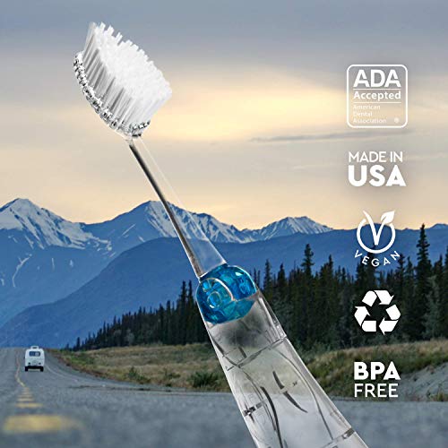 Radius Tour Travel Brush & Case with Replaceable Brush Head ADA Accepted Toothbrush Improve Gum Health - Blue - Pack of 1