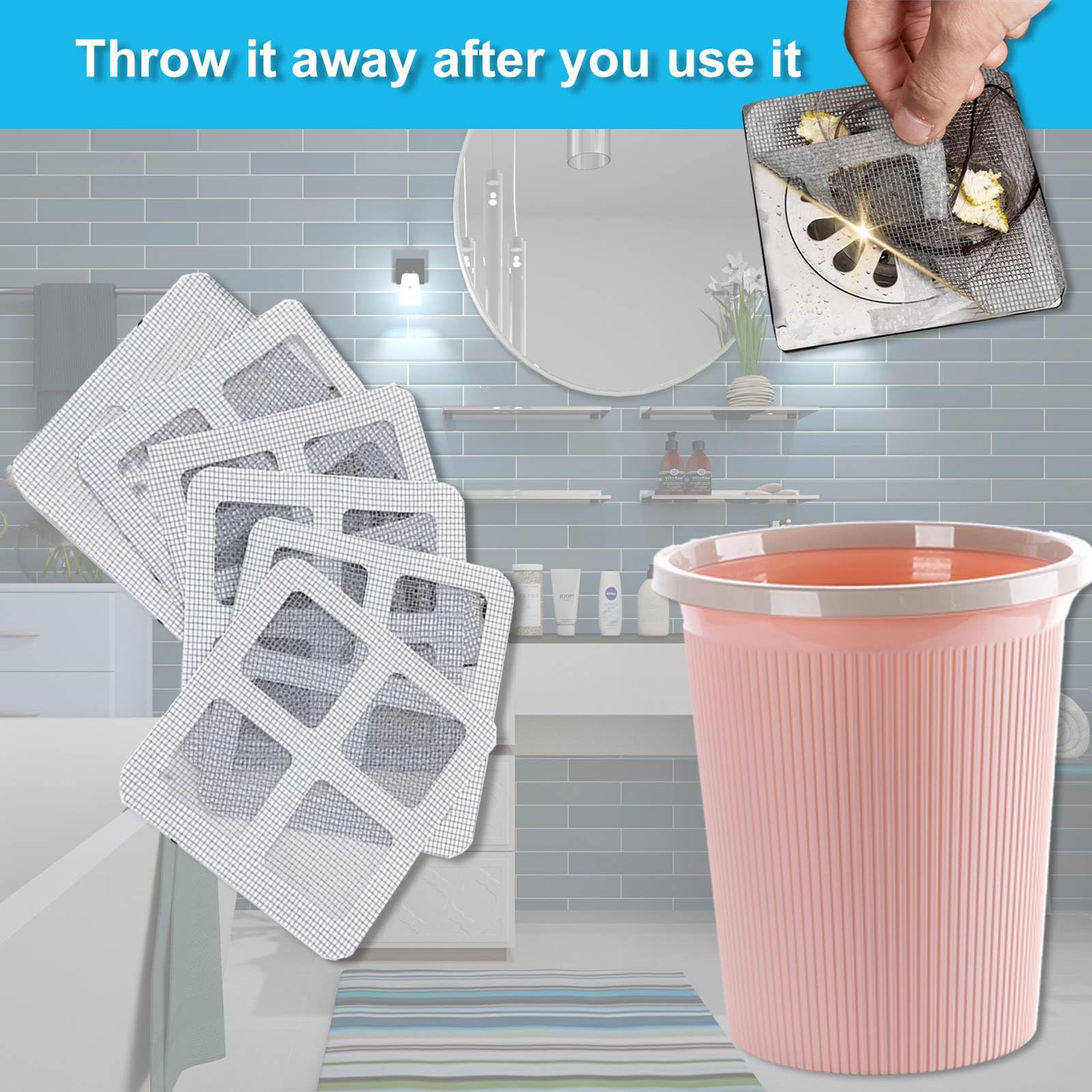50PCS Disposable Drain Covers for Shower, 3.9" X 3.9" Shower Floor Drain Cover Square,Suitable for bathrooms, Laundry Rooms, bathtubs, Kitchens, Sinks