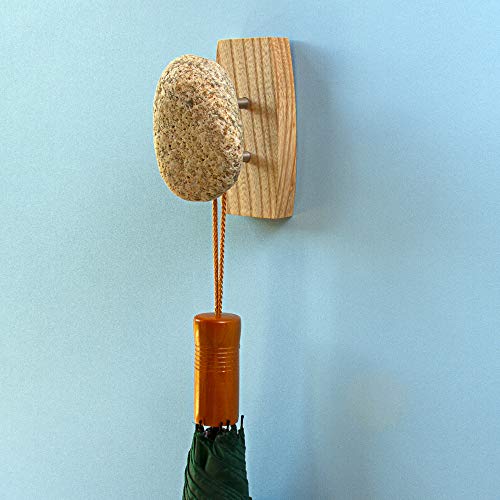 Sea Stones Coast Hook - Coat Hook - Hand Selected, Natural Stone Wall Hook with Elegant Wooden Backplate - Hang Your Coats, Towels, Robes & More with Both Indoors & Outdoor Uses (3 Pack, Ash)