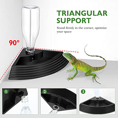 POPETPOP Reptile Water Bowl-Automatic Reptile Water Fountain-Turtle Water Dispenser Bottle Tortoise Food Water Bowl Feeding Dish for Lizards Snake-Black