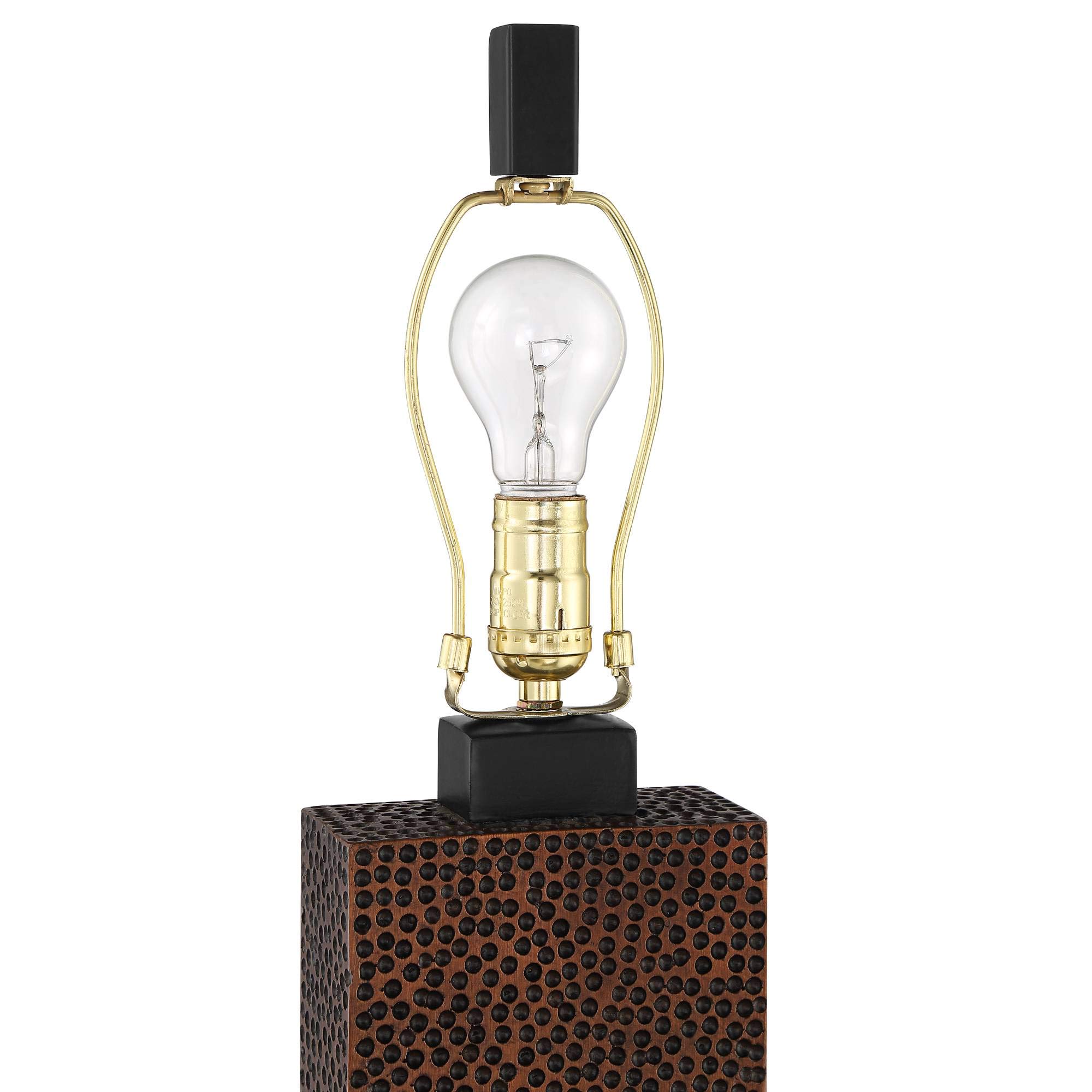 360 Lighting Caldwell Rustic Farmhouse Table Lamps 24.75" Tall Set of 2 Bronze Hammered Textured Fabric Rectangular Shade for Bedroom Living Room House Home Bedside Nightstand Office Family