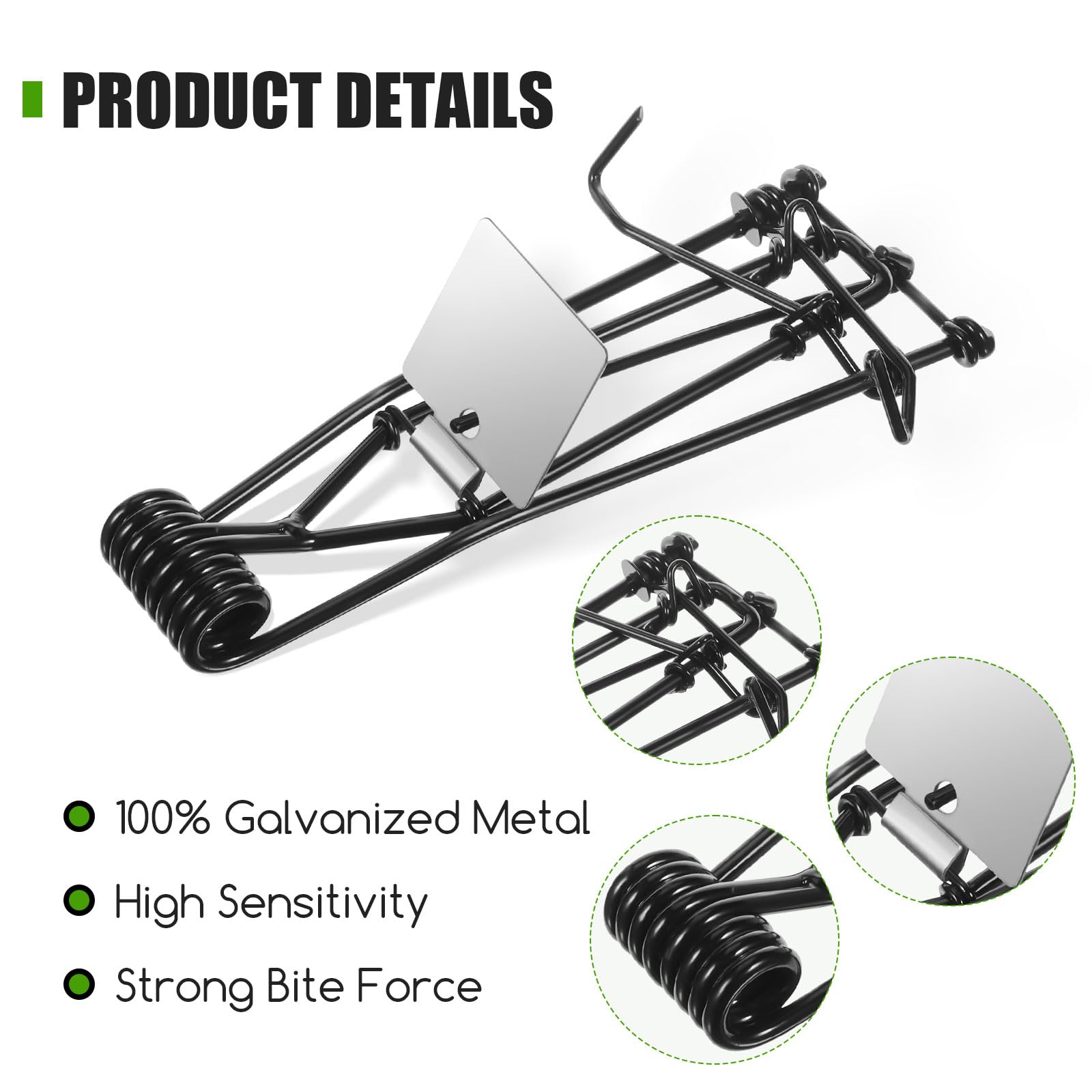 8 Pack Mole Traps for Lawns Reusable Mole Trap Gopher Killer Metal Tactical Easy Set Gopher Trap Vole Traps Outdoor Mole Killer for Lawn Yard Garden (Black)