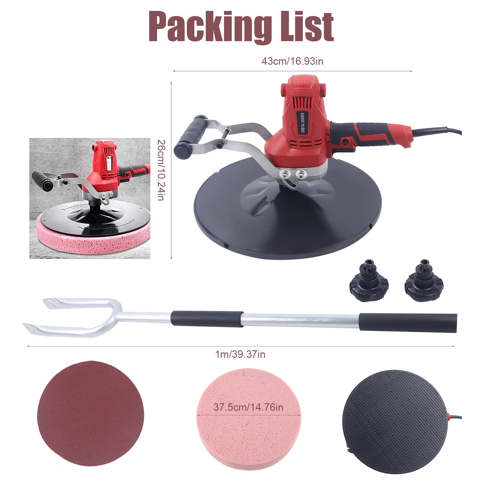 Electric Concrete Trowel Machine Wall Smoothing Polishing Machine with Extension Rod 110V Multi-function Sander Grinder Wall Plasterer Copper Motor 850W