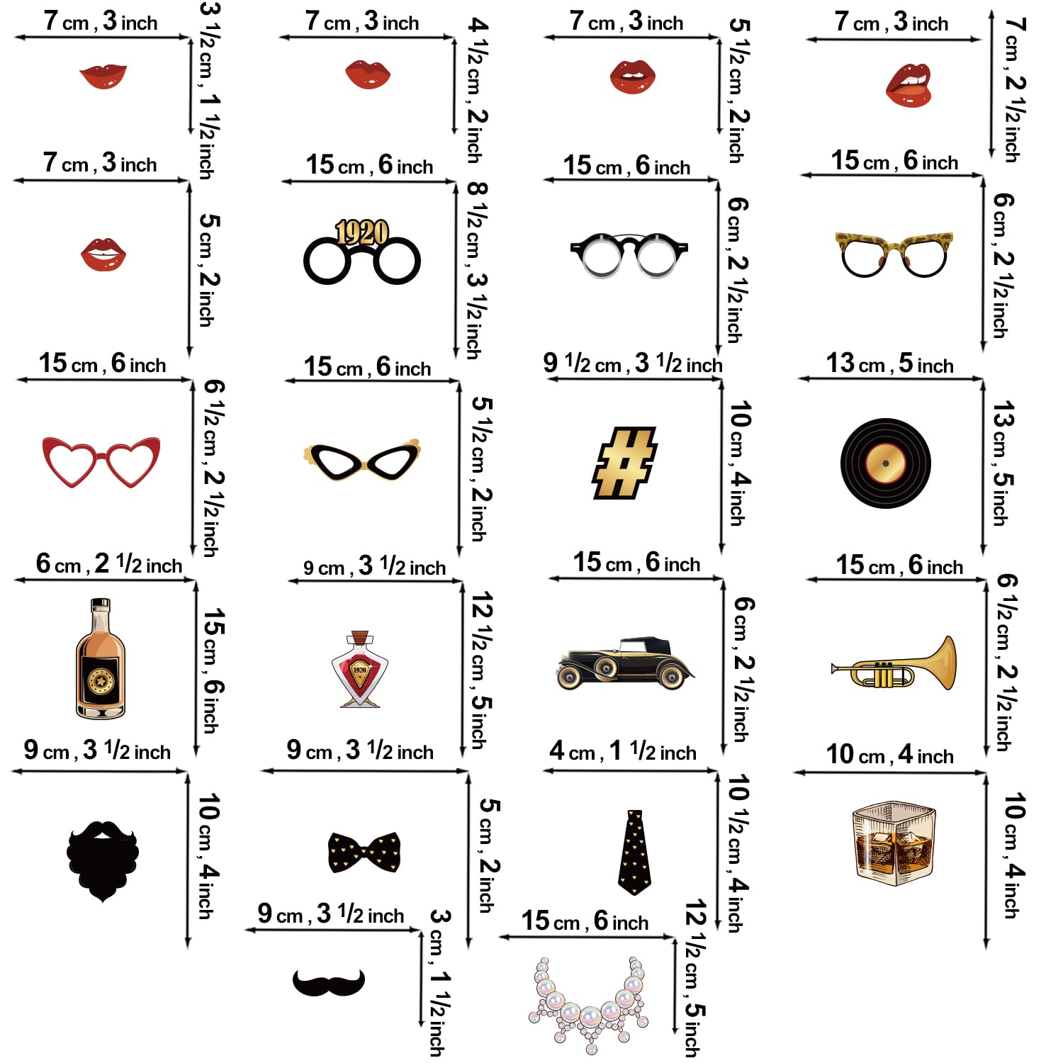 40 Pcs 1920's Photo Booth,1920 Party Decorations, 1920s Theme Party Decorations,1920 Party Decor, Roaring 20's Party Decorations, Great Gatsby Decorations Party