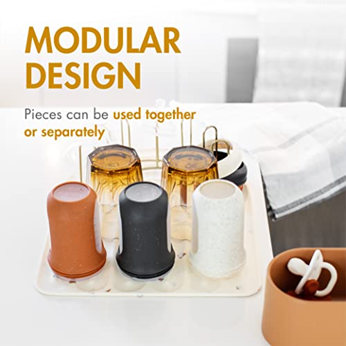 Boon ARC Modular Baby Bottle Drying Rack β Includes Silicone Drying Mat, Accessory Cup, and 7-Prong Wire Bottle Rack β Baby Essentials
