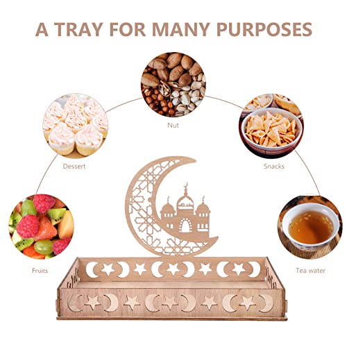 Cabilock Ramadan Tray Decorative Table Tray Dessert Food Tray Desktop Table Decor