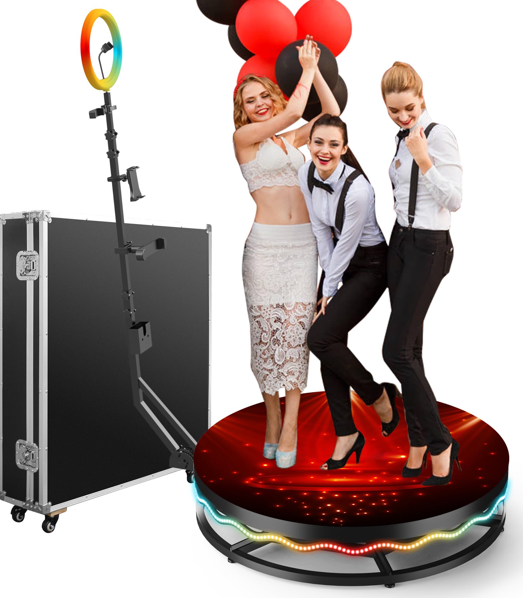360 Photo Booth Machine for Parties Free Custom Logo with Ring Light Stand on Remote Control Automatic Slow Motion 360 Spin Photo Camera Booth