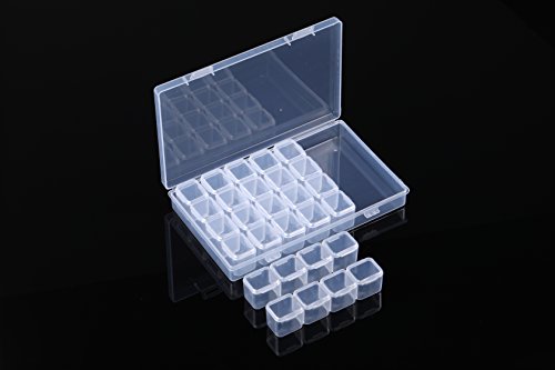 I-MART 2 Pcs 28 Grids Diamond Embroidery Box, Adjustable Diamond Painting Accessories Nail Accessory Storage Boxes for DIY Art Craft