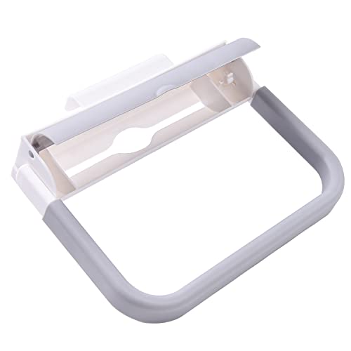 AYOUSENFAN Hanging Trash Bag Holder RV Trash Can, Portable Over The Cabinet Plastic Trash Bag Holder, for Kitchen Camping Dorm Room Bathroom Office Over The Door Plastic Bag Holder (Off-White