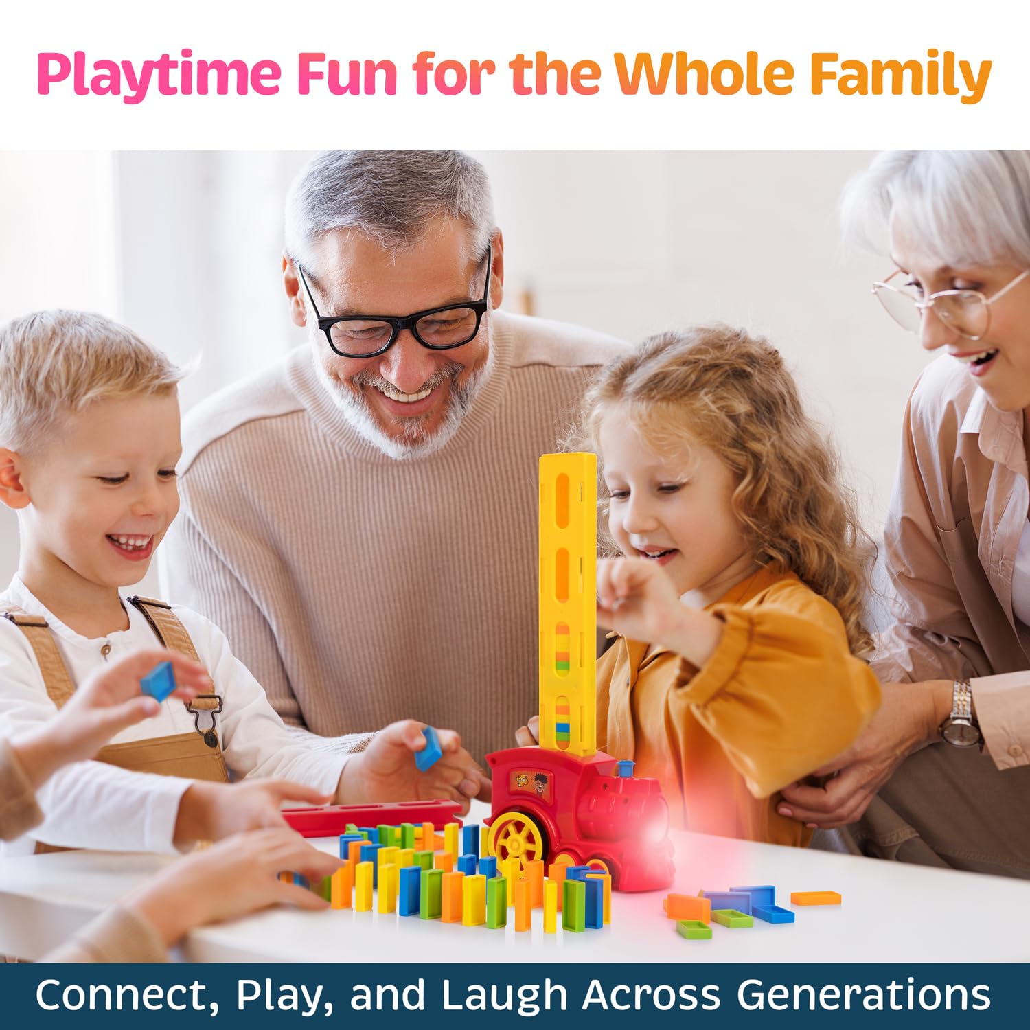 300 Pcs Domino Train Set - Automatic Rally Setter for Boys & Girls - Ages 4-10 - Montessori Toy with Colorful Tracks - Christmas & Creative Birthday Toy, Automatic Block Laying Stacker Game