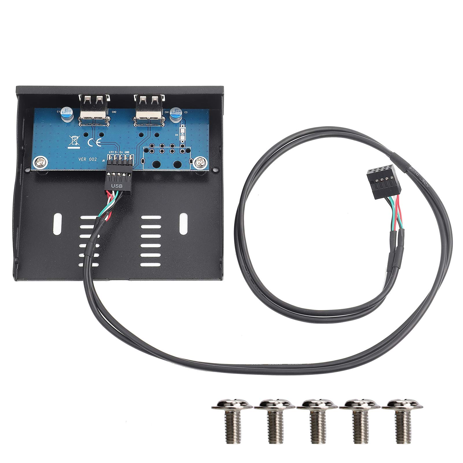 Socobeta USB 2.0 Front Panel Floppy Disk Bay Multi-Functional USB 2.0 Front Panel 3.5 Inch Floppy Bay 9 Pin to 2 Interface USB 2.0 HUB