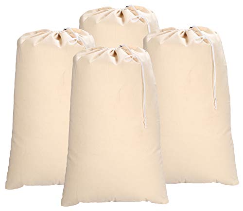 Heavy Duty Laundry Bag,Canvas Laundry Bags,Cotton Laundry Bag with Drawstrings, Easy to Carry,Washable Laundry Bag,Santa Bag,Laundry Hamper Bags 24x36 inch -Natural (Set Of 4 Pieces)