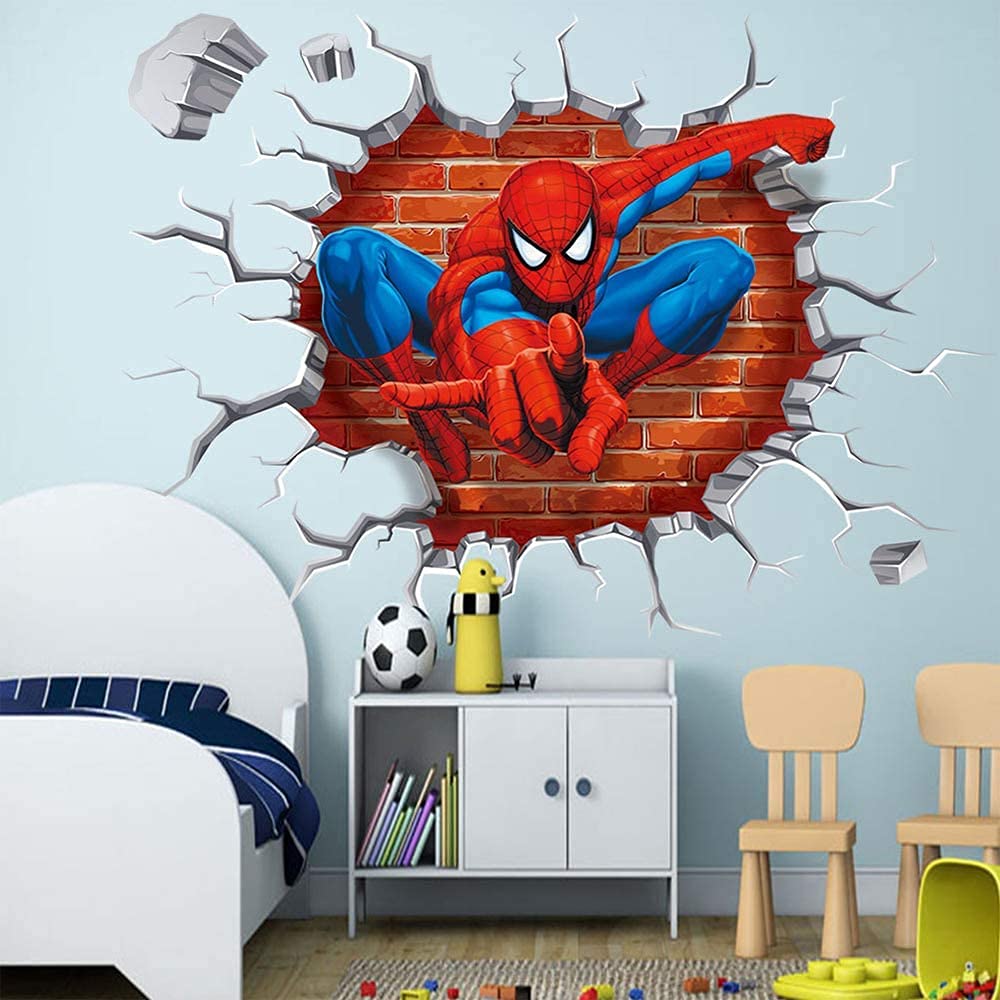 3D Wall Decals Peel and Stick, Removable DIY Wall Stickers for Boy Kids Bedroom Nursery Playroom Decoration