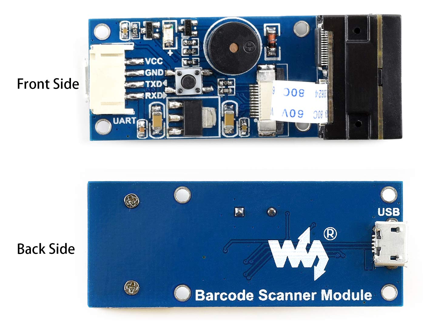 Barcode Scanner Module, 1D/2D Codes Reader Decode Barcode, QR Code etc Onboard Micro USB and UART Interface Plug into a Computer Directly or Other Device Onboard Light Source can Work in The Dark