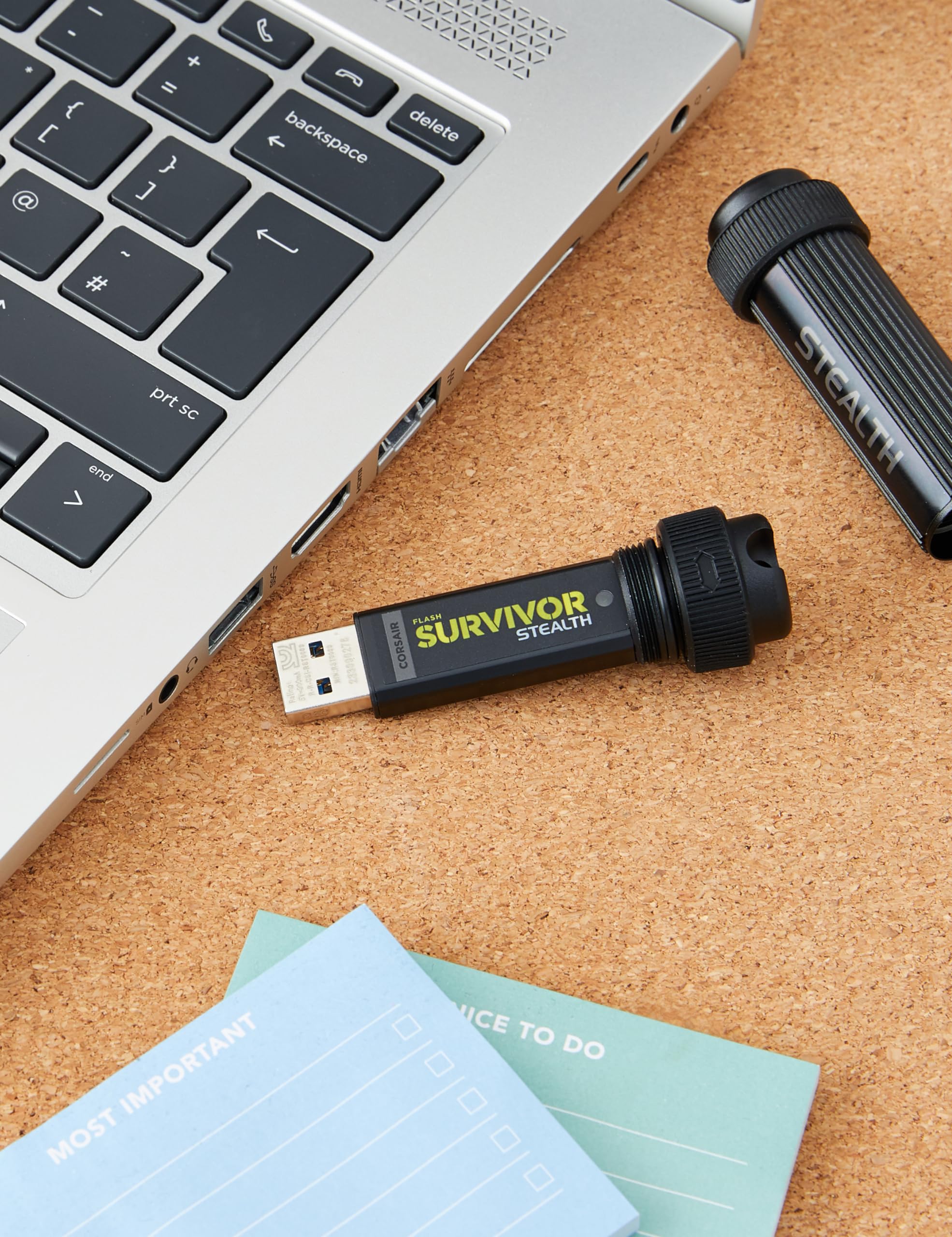 Corsair Flash Survivor Stealth 64GB USB 3.0 Flash Drive, Black (CMFSS3B-64GB)