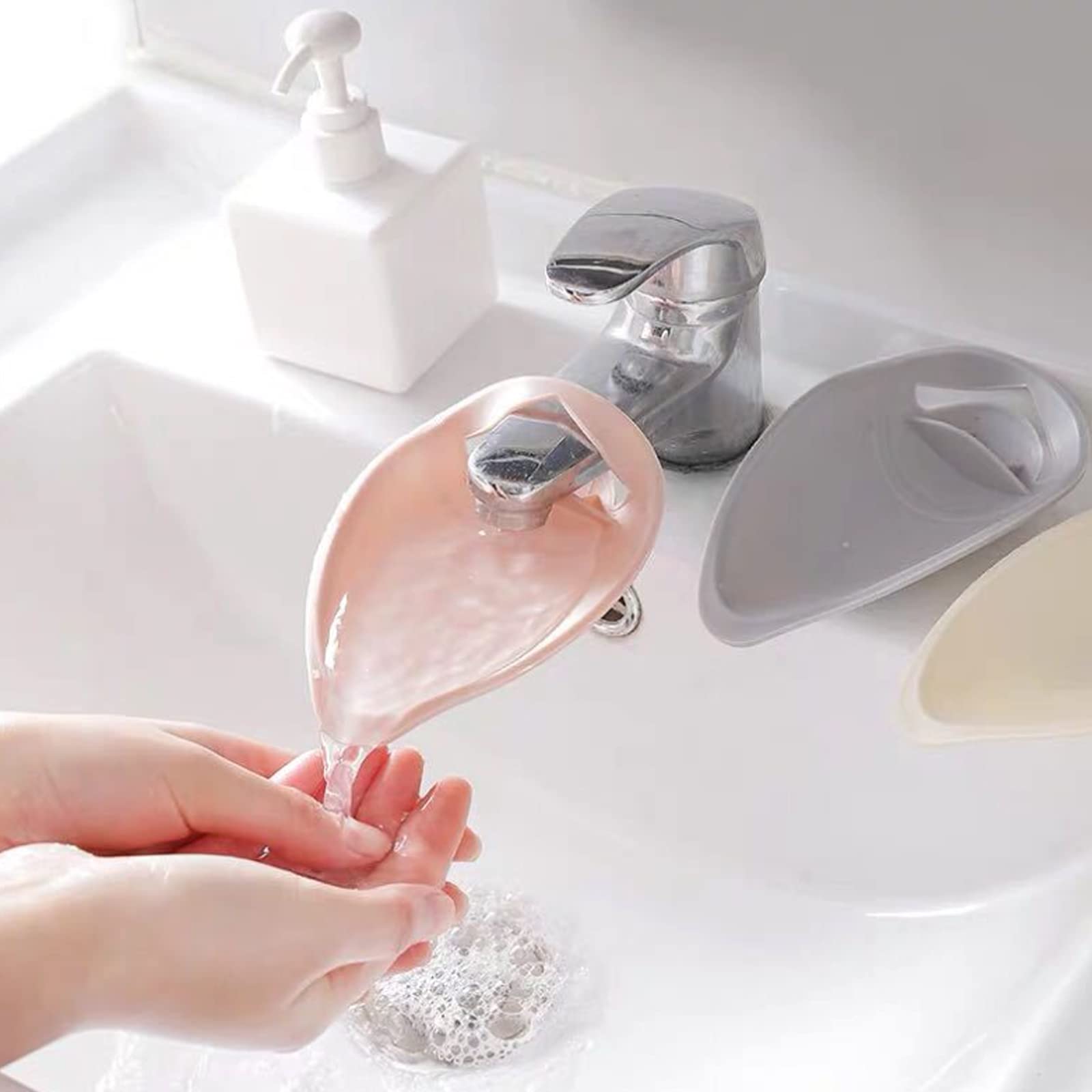 Odowalker 3 Pcs Faucet Extender Leaf Design, Bathroom Sink Faucet Extender Sink Attachmen Long Extender Bath Sink Water Faucet Hand Wash Helper