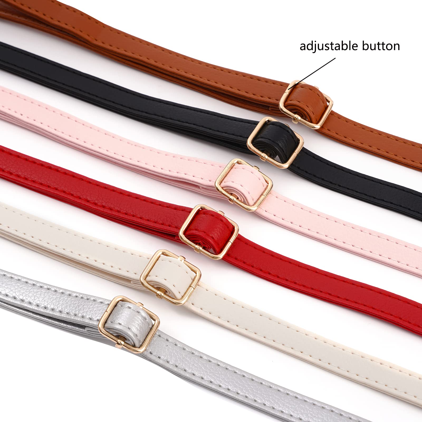 Xiazw Adjustable Soft PU Leather Shoulder Crossbody Purse Strap Bag Chain Replacement (White - Gold)