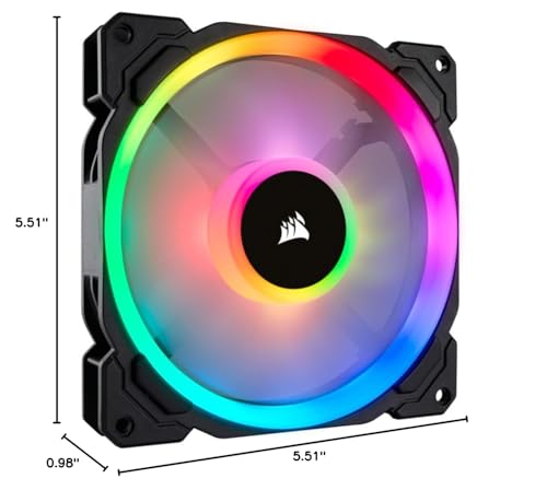 Corsair LL Series LL140 RGB 140mm Dual Light Loop RGB LED PWM Fan 2 Fan Pack with Lighting Node Pro, For Desktop