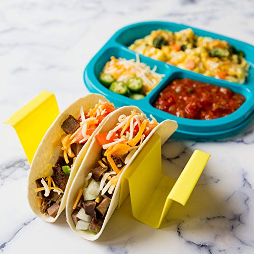 Youngever 8 Pack Plastic Taco Holder Stand, Dishwasher Top Rack Safe, Microwave Safe, Set of 8 Assorted Colors (Rainbow)