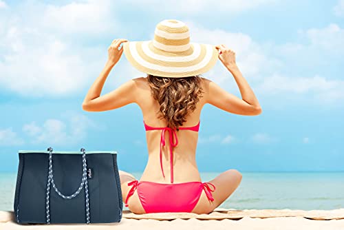 Hibala Neoprene Multipurpose Beach Bag,Gym/Travel/Pool Bag,Tote For Women&Men (Grey)