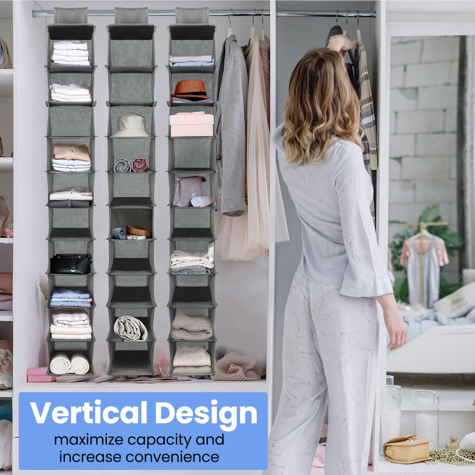 4 Pack Hanging Shoe Shelves 10 Shelf Hanging Shoe Organizer Holder for Closet Space Saving Hanging Shoe Rack Shoe Hanger Hanging Storage Organizer for Shoes, Hats, Purses, Handbags