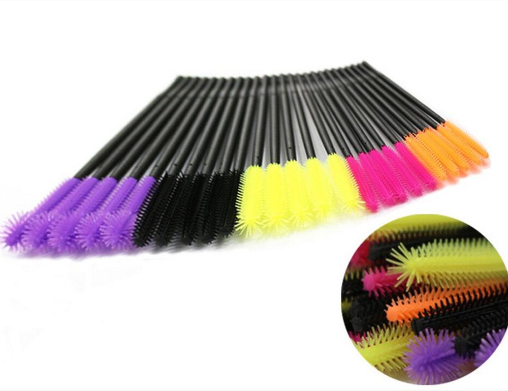 Coshine 100pcs Pro Disposable Silicone Mascara Eyeliner Wands Applicator Eyeliner Lip Liner Brushes Makekup Tools (silicone mascara brushes)