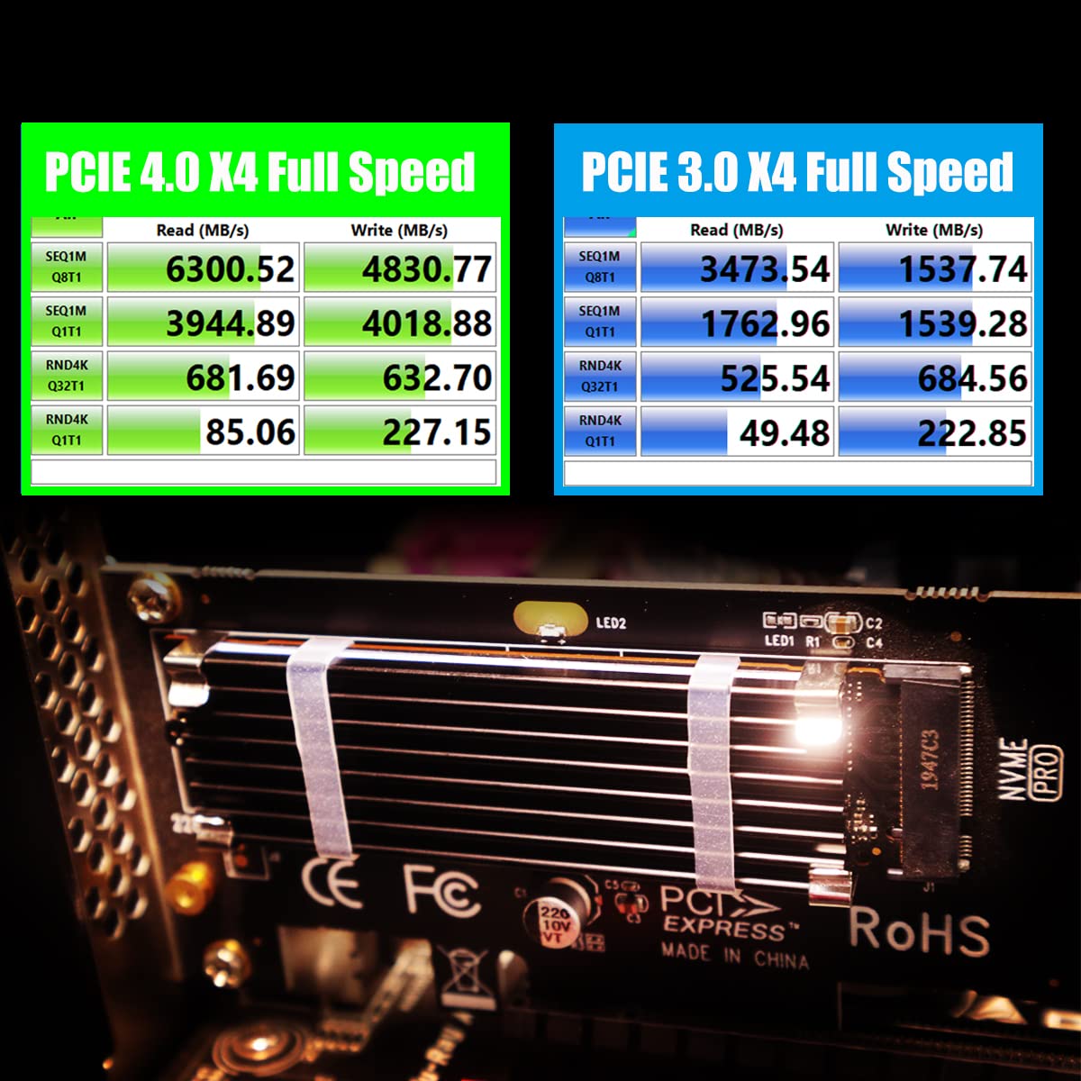 GLOTRENDS PA09-HS M.2 NVMe to PCIe 4.0 X4 Adapter with M.2 Heatsink(22x70x3mm) for M.2 NVMe SSD