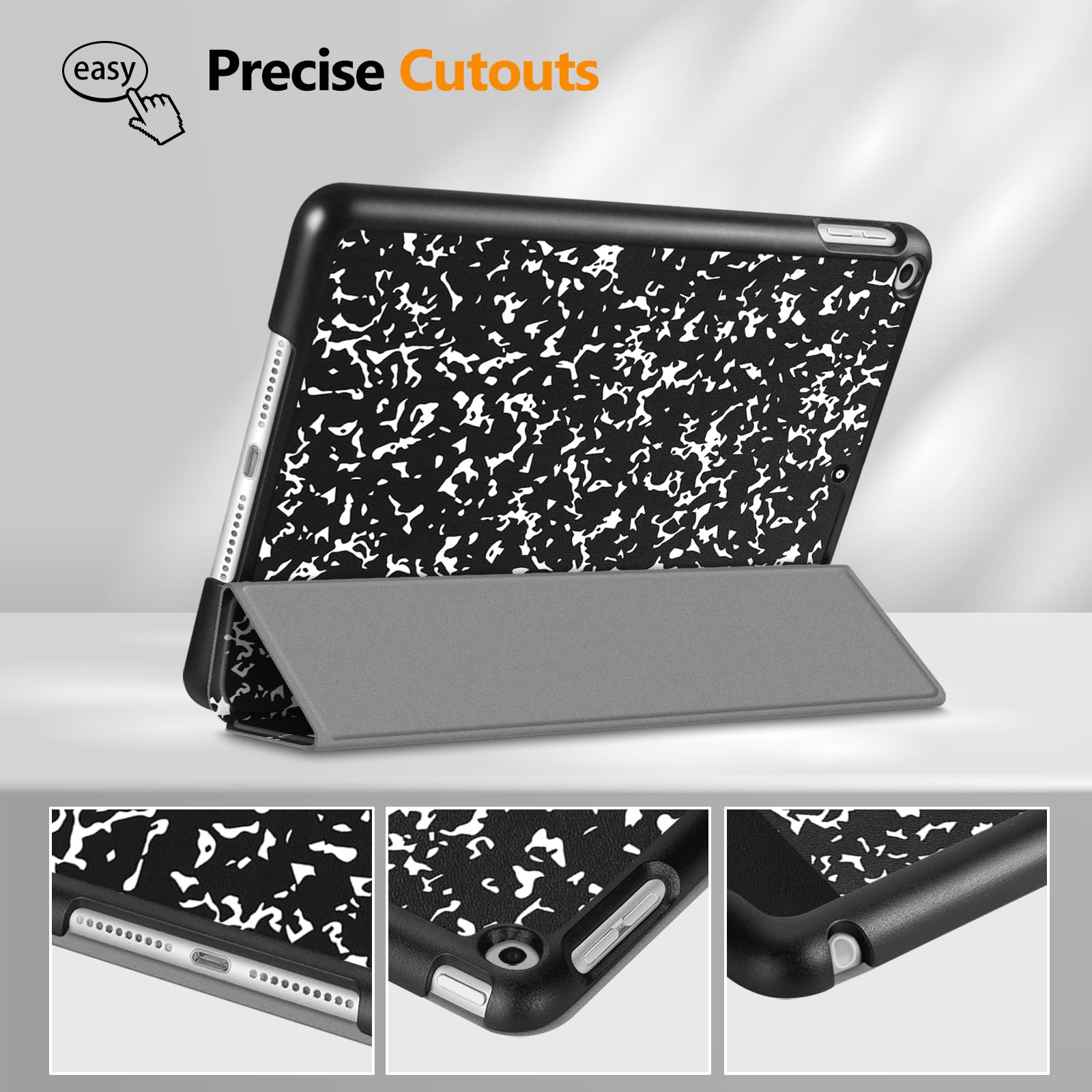 Fintie Case for iPad 9th Generation (2021) / 8th Generation (2020) / 7th Gen (2019) 10.2 Inch - Lightweight Slim Shell Standing Hard Back Cover with Auto Sleep/Wake Feature, Composition Book Black