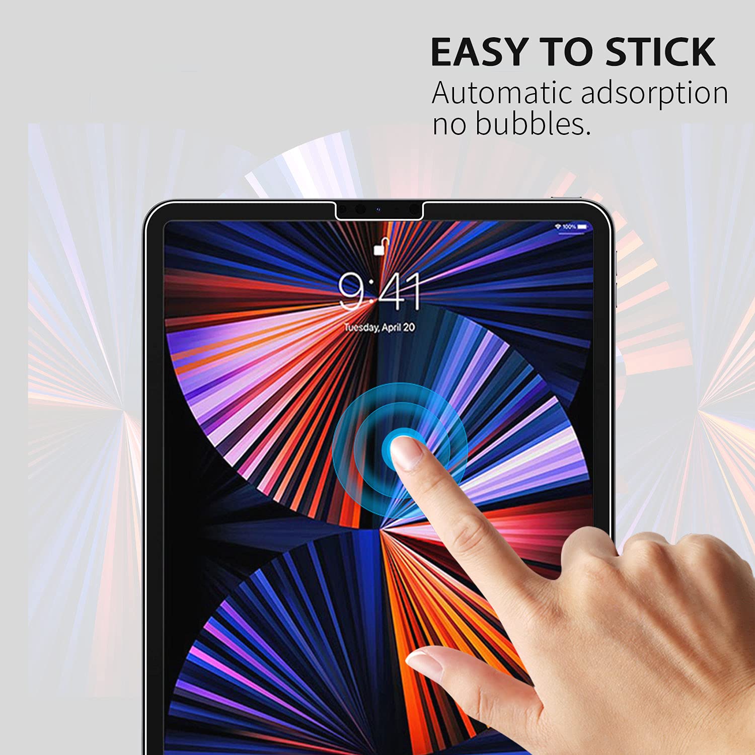 PULEN (2 Packs) for iPad Pro 12.9 2020/2021/2022 Screen Protector,HD Clear 9H Hardness Tempered Glass Compatible with Apple Pencil and Face ID (12.9 Inch)