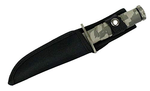 8.5" Defender Xtreme Digital Gray Camo Survival Hunting Knife Ultra Sharp Fixed Blade Knife with Sheath Camping Survival Pocket Knives